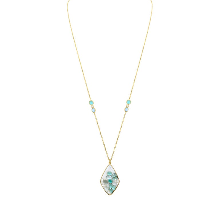 Moritz Glik 18k Yellow Gold Diamond Blue Spinel Shaker Necklace For ...