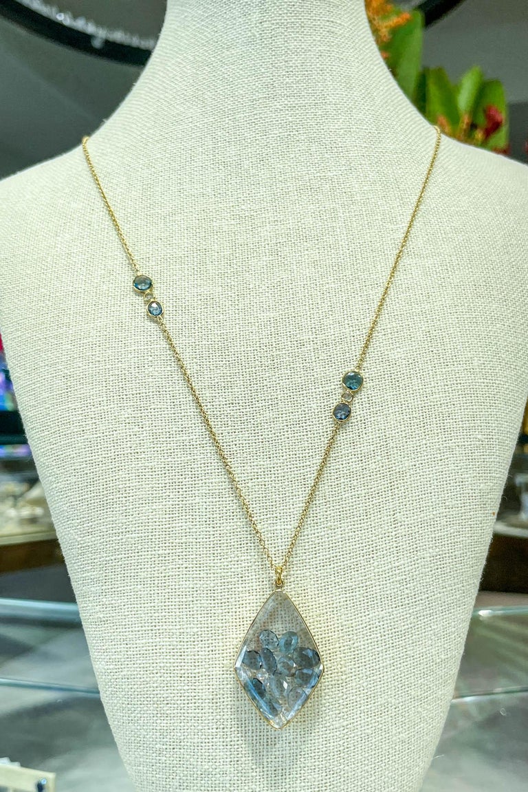 Moritz Glik 18k Yellow Gold Diamond Blue Spinel Shaker Necklace For ...