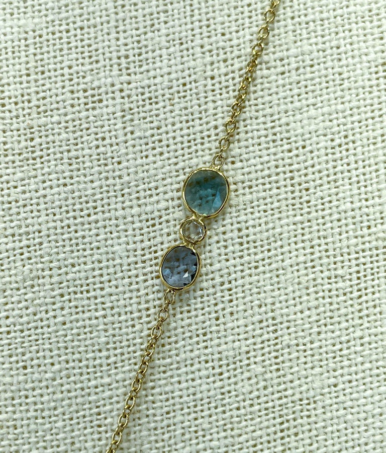Moritz Glik 18k Yellow Gold Diamond Blue Spinel Shaker Necklace For ...