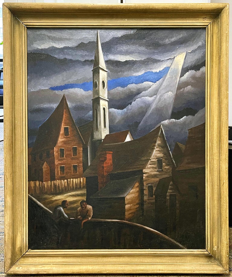 "Morning Chat," Moody, Atmospheric Painting by Daniel Koerner, WPA ...