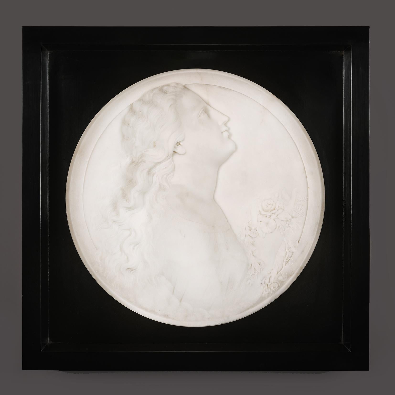 'Morning' and 'Evening, A Pair Of White Marble Portrait Roundels, By ...