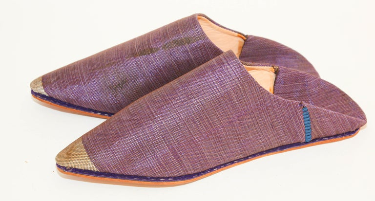 Moroccan Babouches Silk Slippers from Marrakech Pointed Flat Mules ...