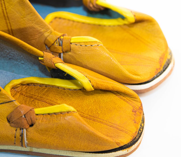 Moroccan Babouches Yellow Leather Tooled Slippers Ethnic Shoes For Sale ...