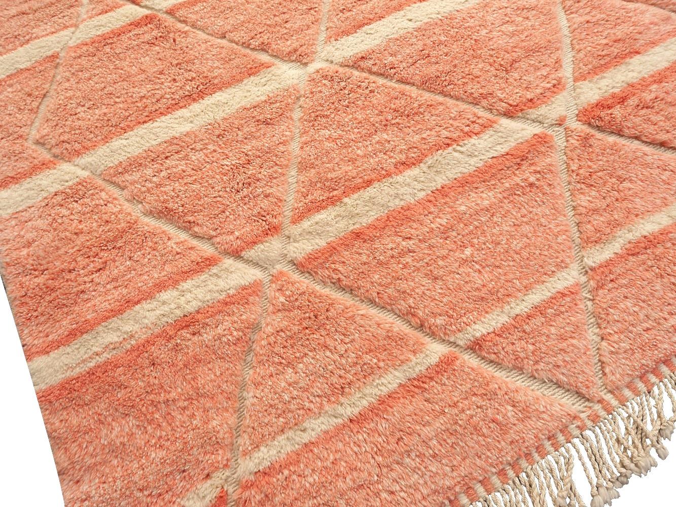 Moroccan Berber Rug Abstract Design Salmon Pink Woolwhite Stunning ...