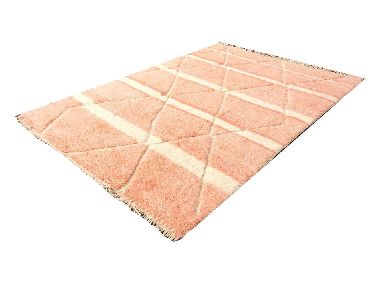 Moroccan Berber Rug Abstract Design Salmon Pink Woolwhite Stunning ...