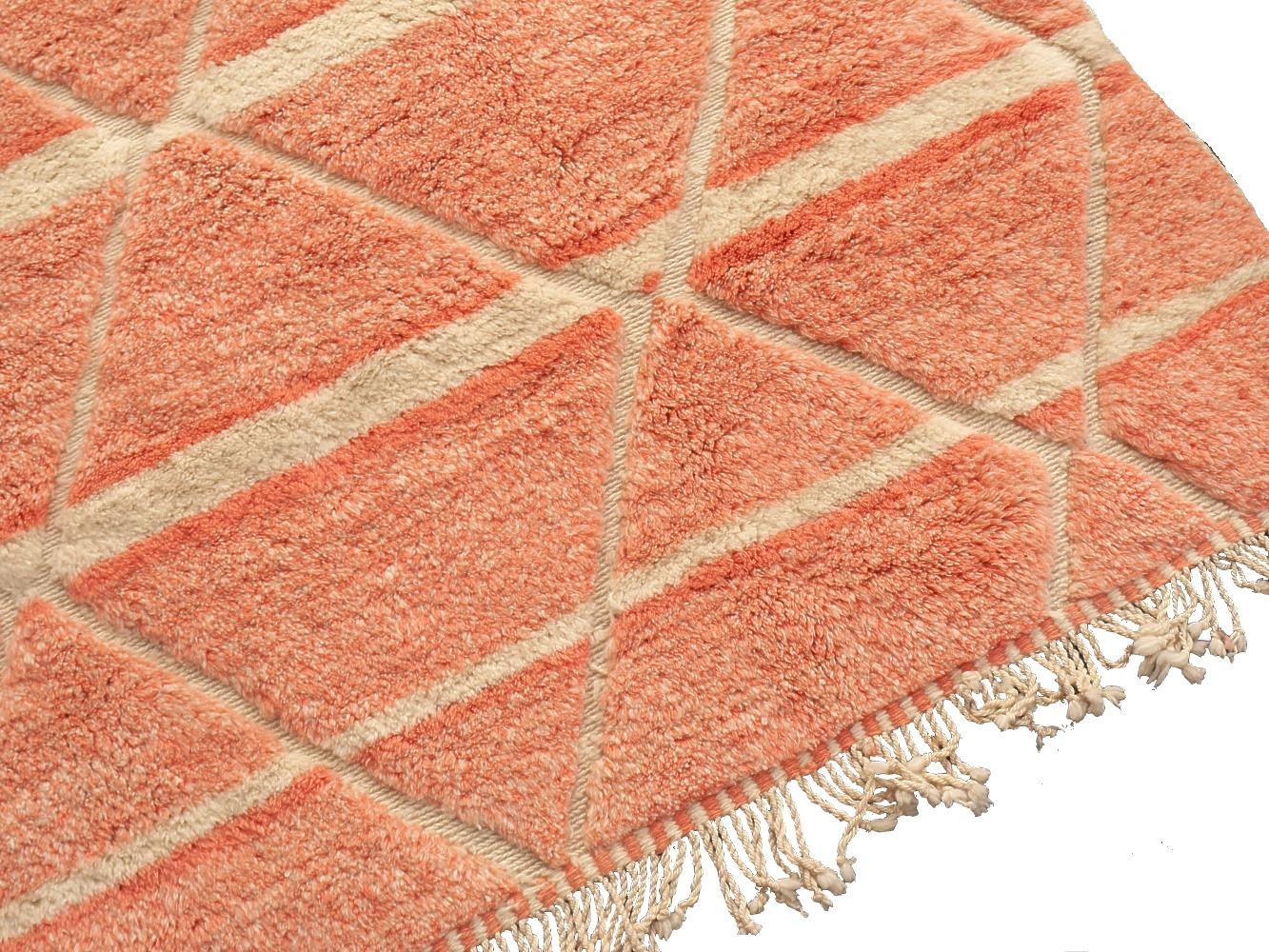 Moroccan Berber Rug Abstract Design Salmon Pink Woolwhite Stunning ...