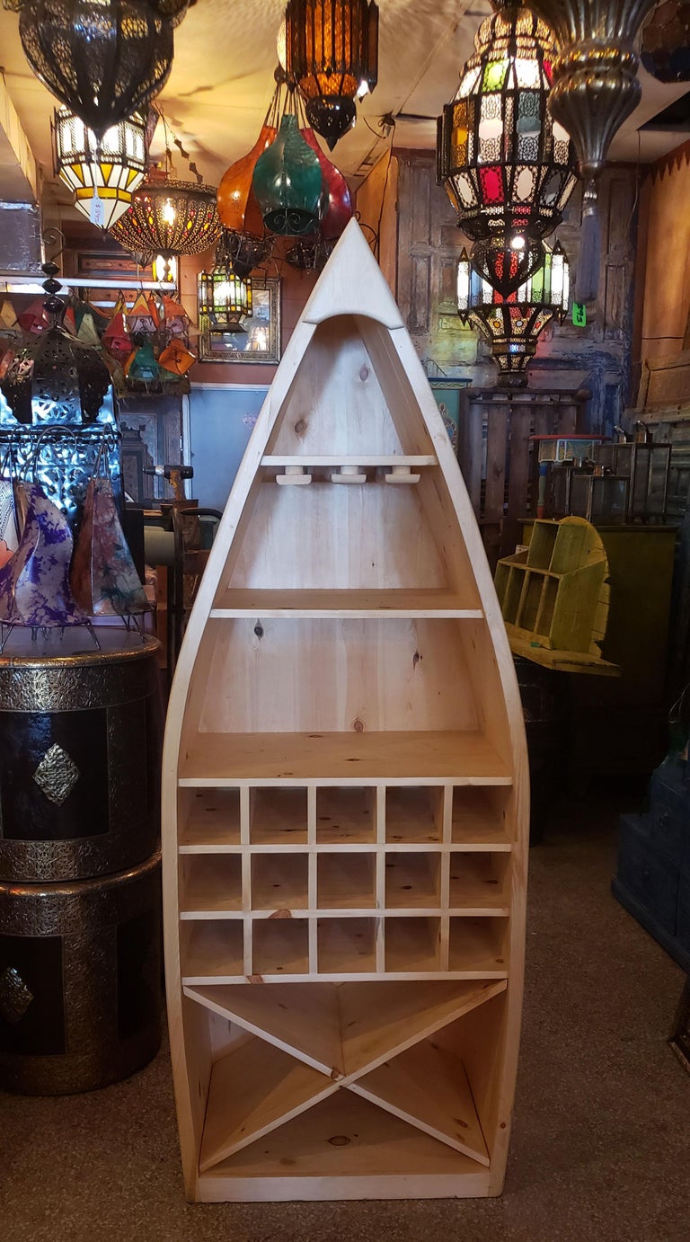 Moroccan Boat Shaped Wooden Bar, Handmade For Sale at 1stDibs