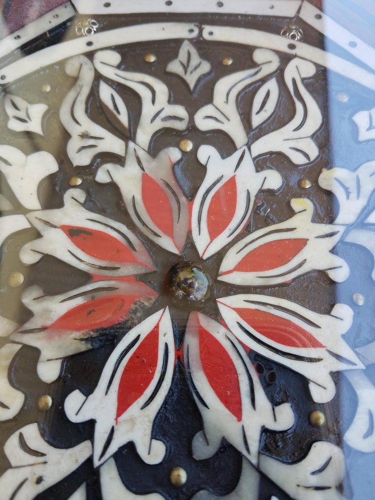 Moroccan Camel Bone and Metal Inlay End Table, Red Touch For Sale at ...