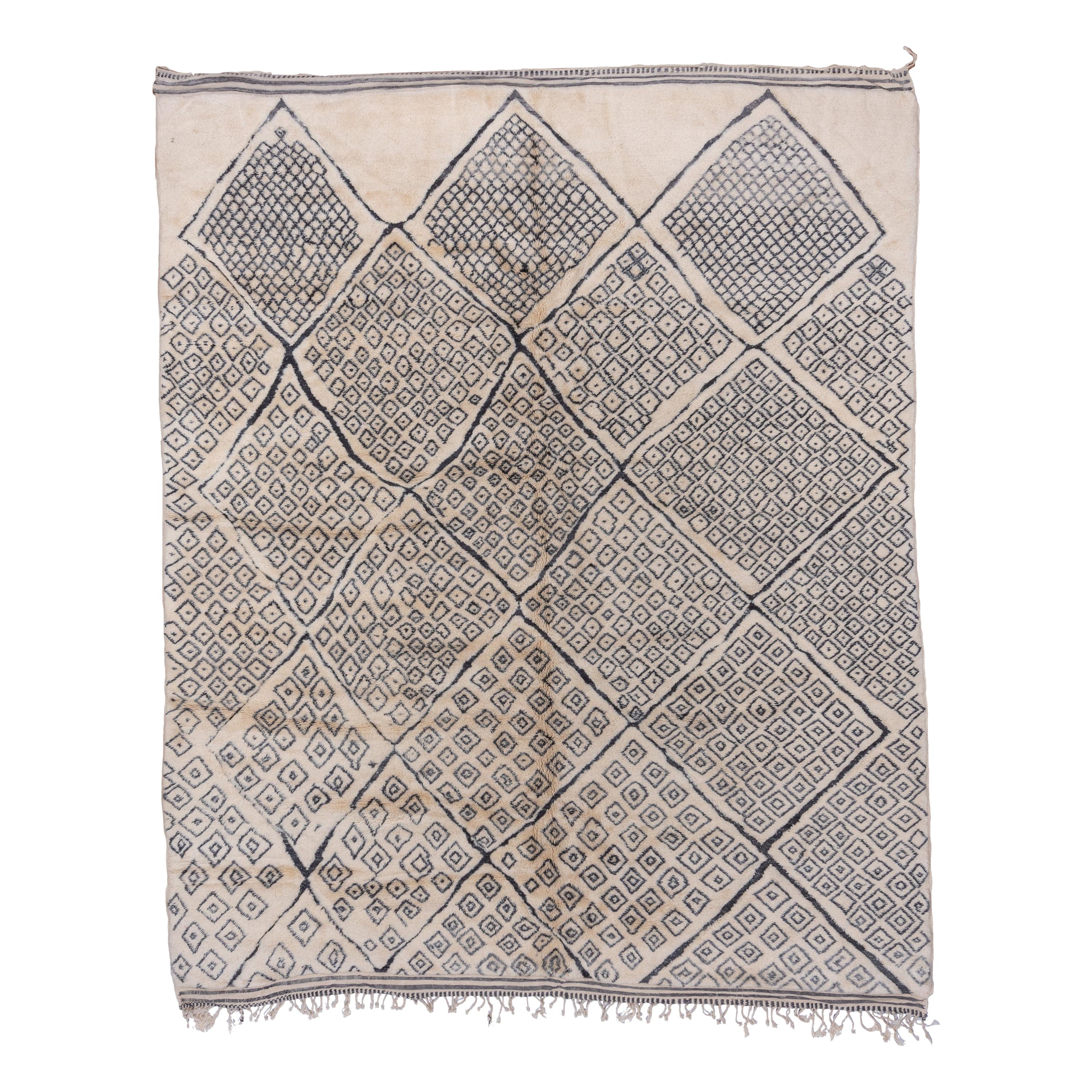 Moroccan Carpet with All-Over Diamond Design Gray and Cream Tones ...