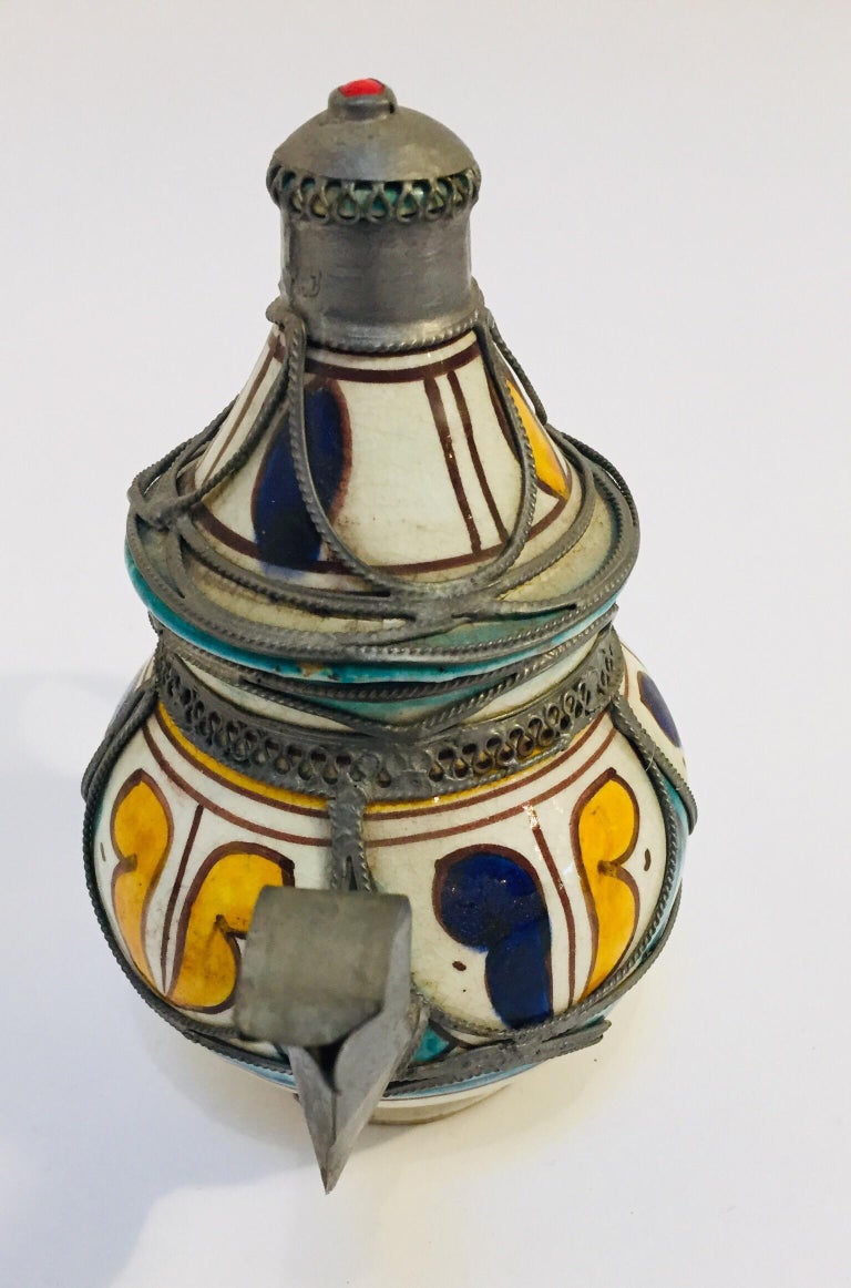 Moroccan Ceramic and Silver Filigree Decorative Tea Pot at 1stDibs ...