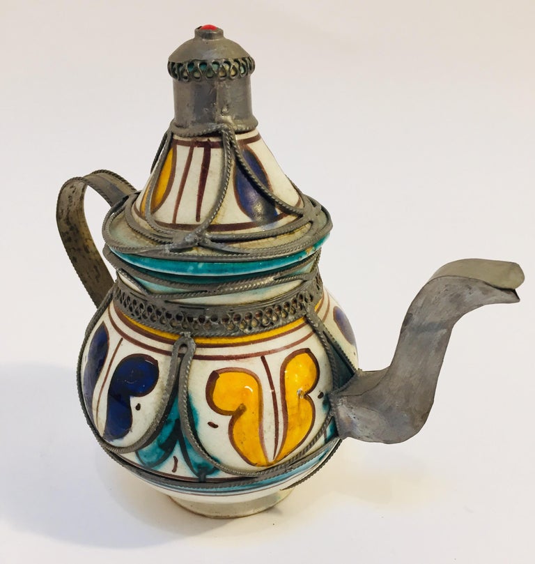Moroccan Ceramic and Silver Filigree Decorative Tea Pot at 1stDibs ...