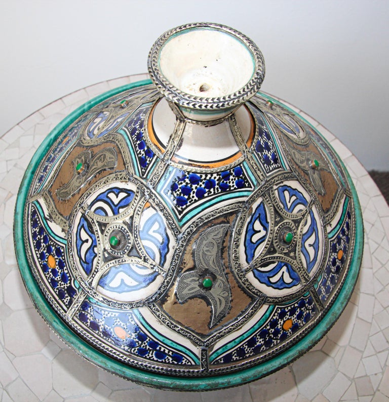Bol en céramique marocaine polychrome avec couvercle Tajine de Fez En ...