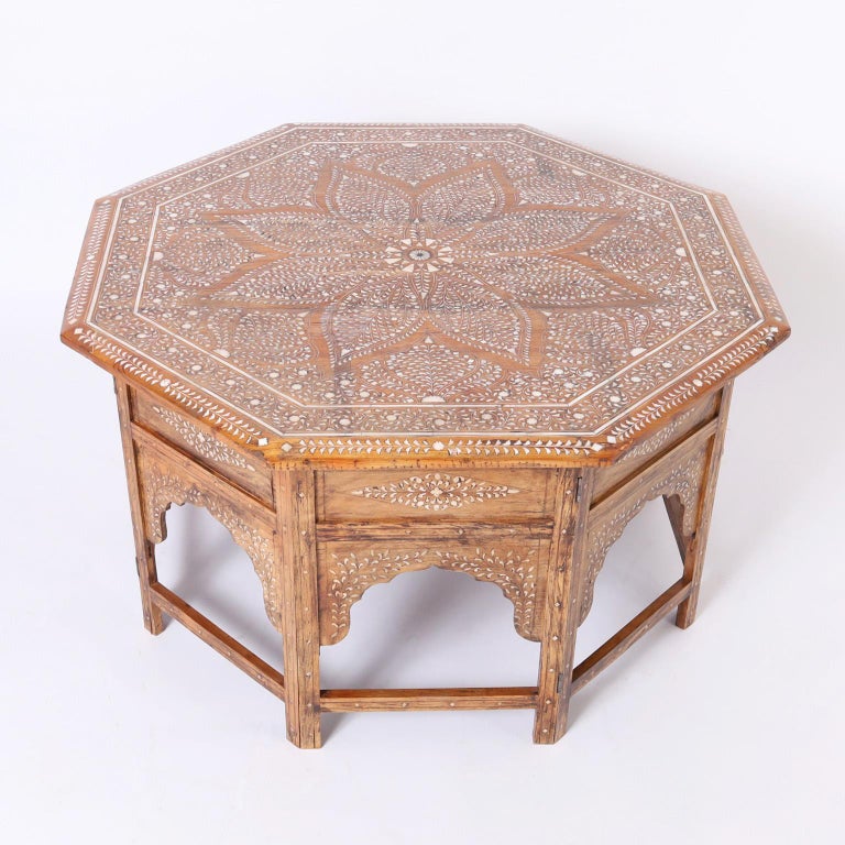 Moroccan Coffee Table with Bone Inlays For Sale at 1stDibs