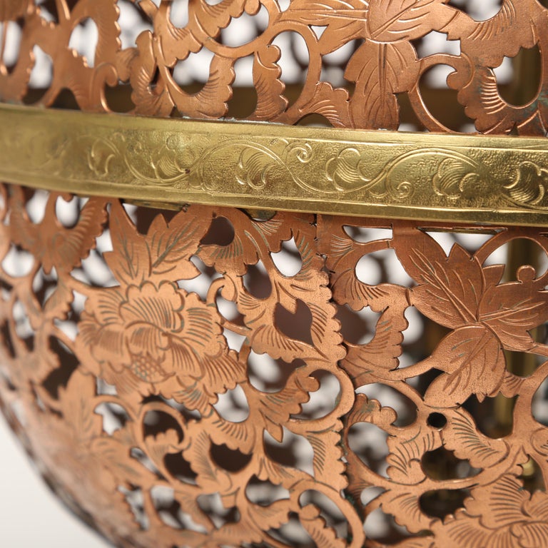 Vintage Pierced Copper Moroccan Ceiling Fixture with Brass Accents at ...