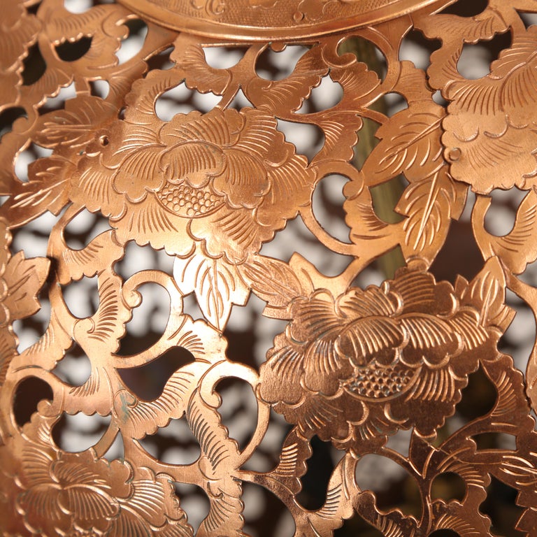 Vintage Pierced Copper Moroccan Ceiling Fixture with Brass Accents at ...