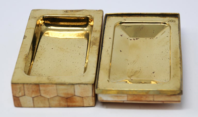 Moroccan Decorative Trinket Box Inlaid with Bone and Brass at 1stDibs