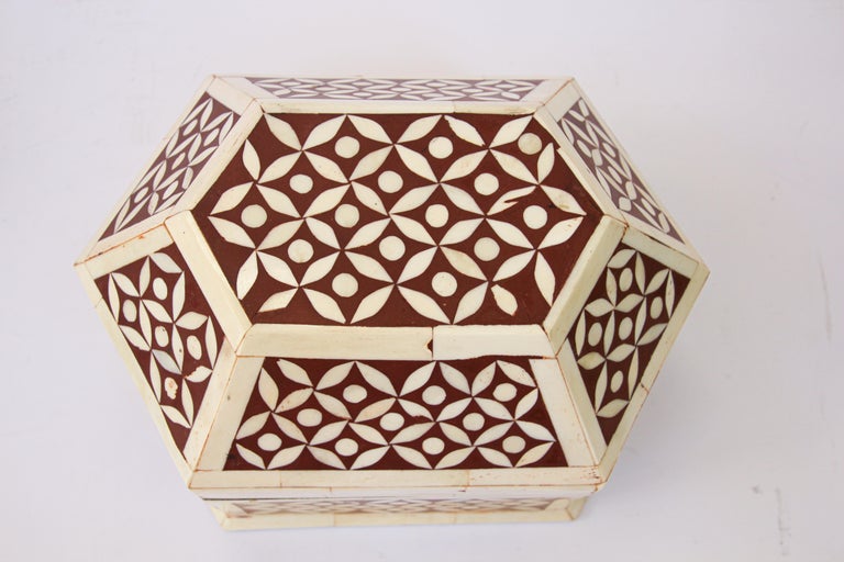 Moroccan Decorative Trinkets Boxes Inlaid with White Bone at 1stDibs