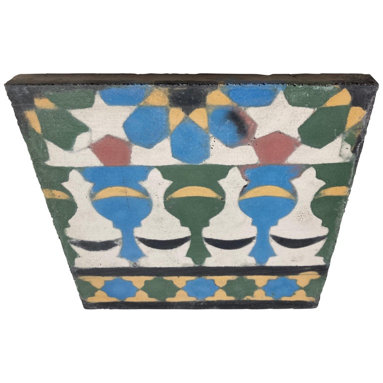 Moroccan Encaustic Cement Tile Border with Moorish Fez Design For Sale ...
