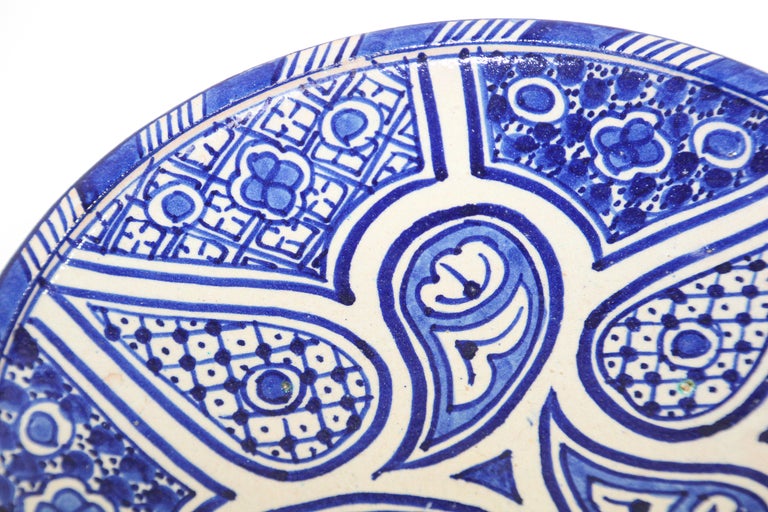 Moroccan Ceramic Plate Blue and White Handcrafted in Fez at 1stDibs