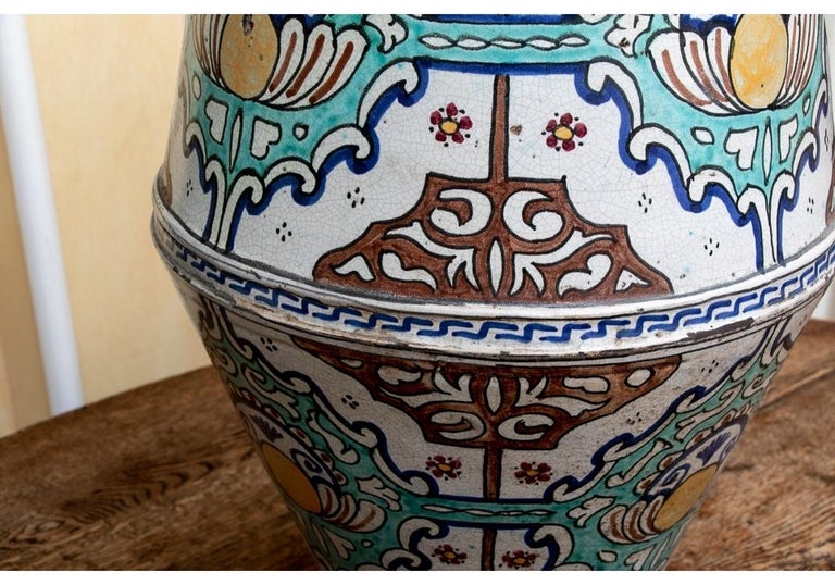 Moroccan Glaze Decorated Tall Ceramic Vase For Sale at 1stDibs