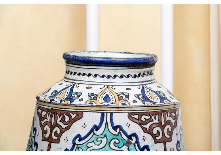 Moroccan Glaze Decorated Tall Ceramic Vase For Sale at 1stDibs