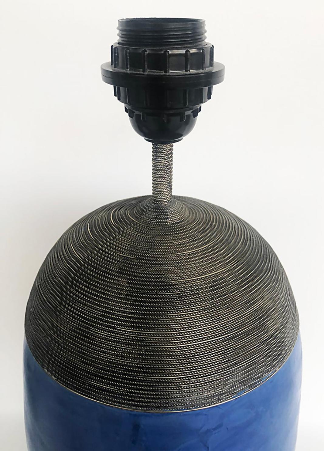 Moroccan Glazed Clay Metal Thread Mounted Table Lamps, a Pair at 1stDibs