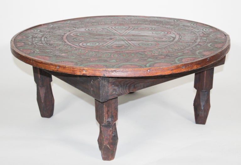 Moroccan Hand Carved Tribal Ethnic Low Coffee Table at 1stDibs