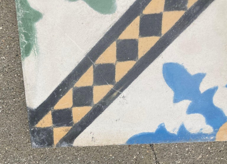 Moroccan Hand-Painted Cement Tile with Traditional Fez Design For Sale ...