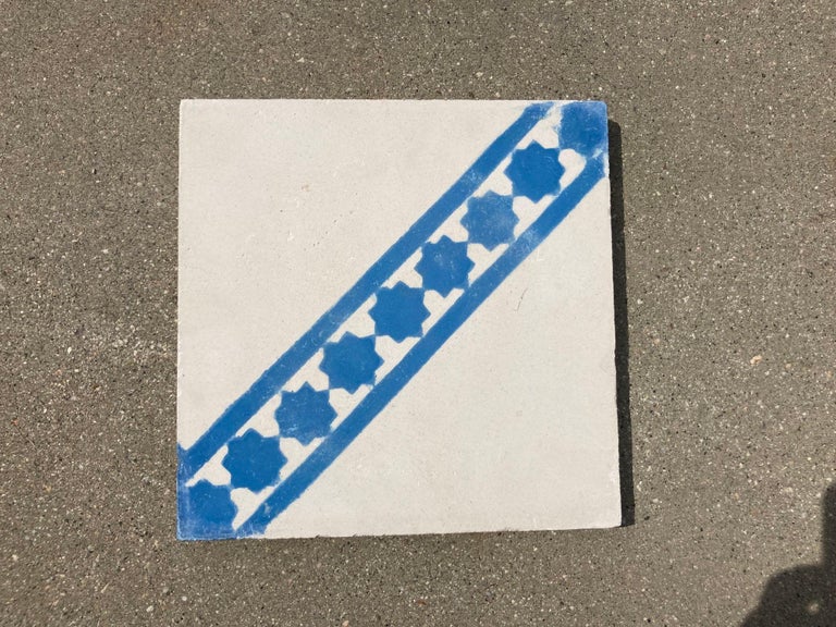 Moroccan Hand Painted Cement Tiles with Traditional Fez Design Set of 6 ...