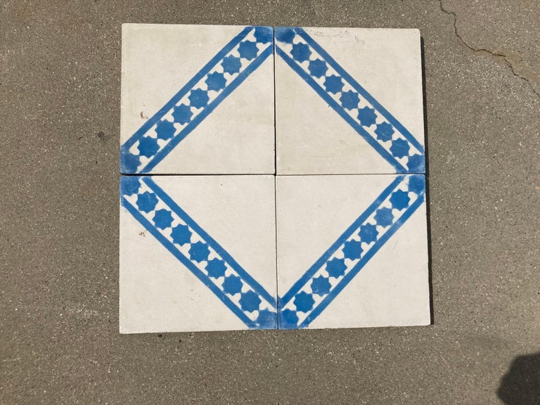 Moroccan Hand Painted Cement Tiles with Traditional Fez Design Set of 6 ...