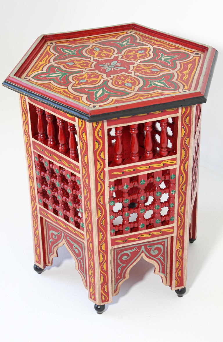 Moroccan Hand Painted Side Table in Red at 1stDibs | moroccan table ...