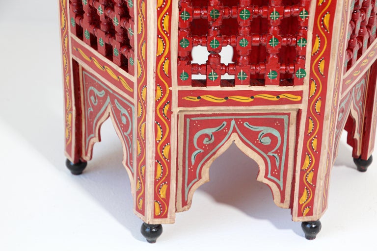 Moroccan Hand Painted Side Table in Red at 1stDibs | moroccan table ...