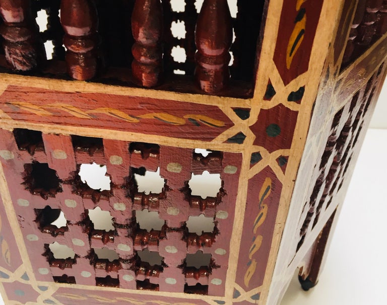 Moroccan Hand-Painted Side Table with Moorish Designs at 1stDibs