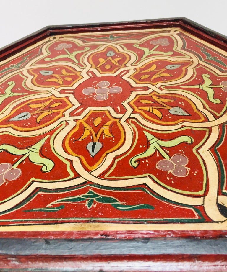 Moroccan Hand-Painted Side Table with Moorish Designs at 1stDibs
