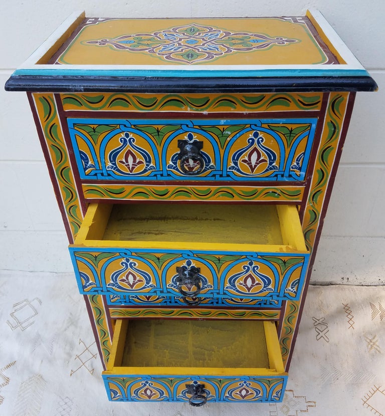 Moroccan Hand Painted Wooden Nightstand, 4 at 1stDibs | moroccan ...