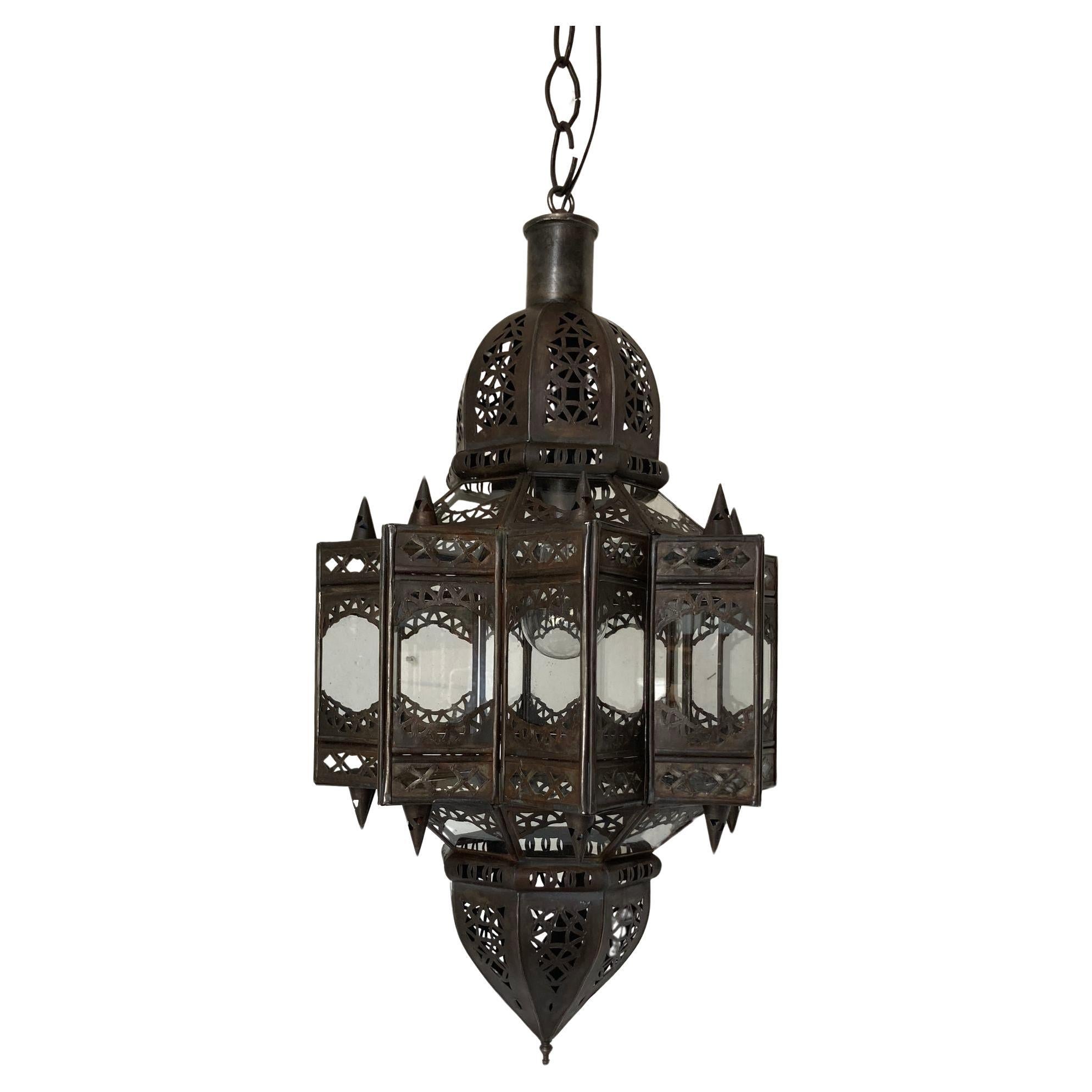Moroccan Hanging Clear Glass Lantern in a Moorish Star Shape For Sale ...