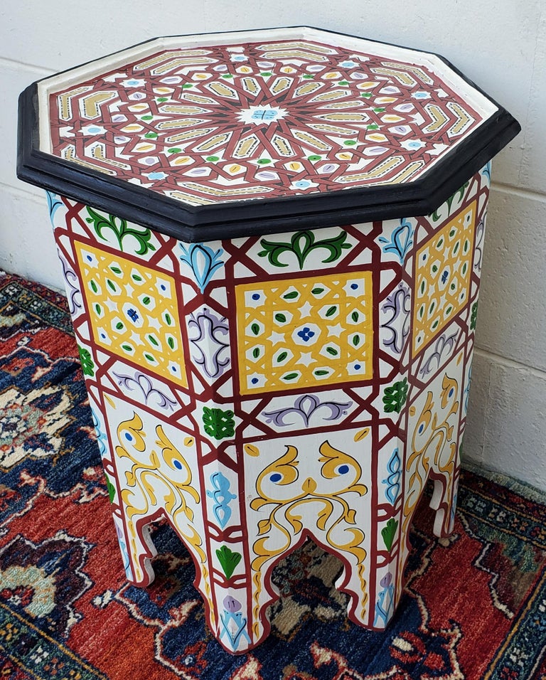 Moroccan Hexagonal Wooden Side Table, 7LM24 For Sale at 1stDibs
