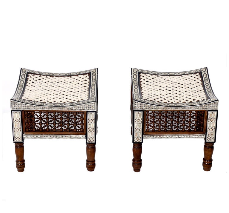 Moroccan Inlaid Stools For Sale at 1stDibs