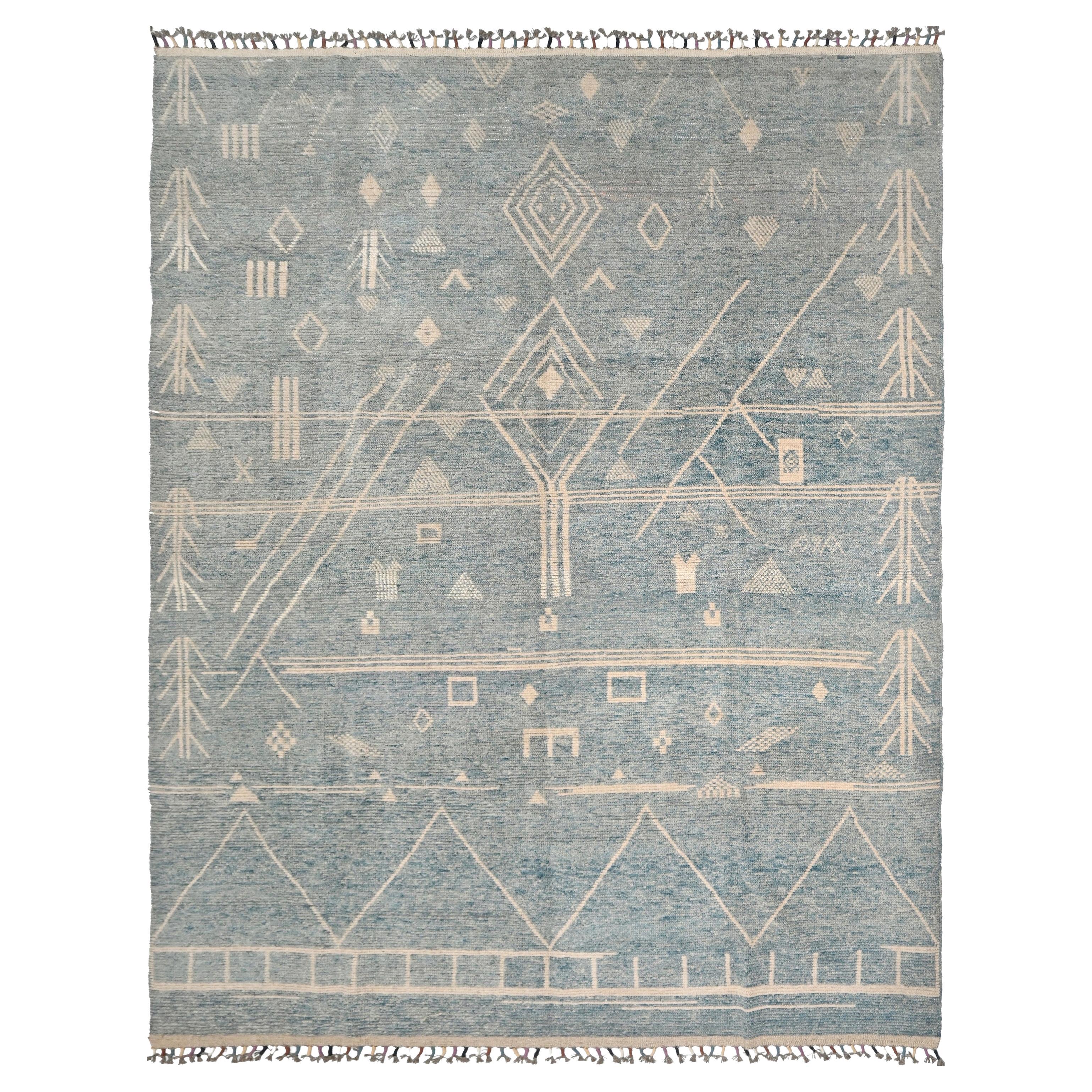 Moroccan Inspired Rug Hand-Knotted 9'09" x 14'03" For Sale at 1stDibs