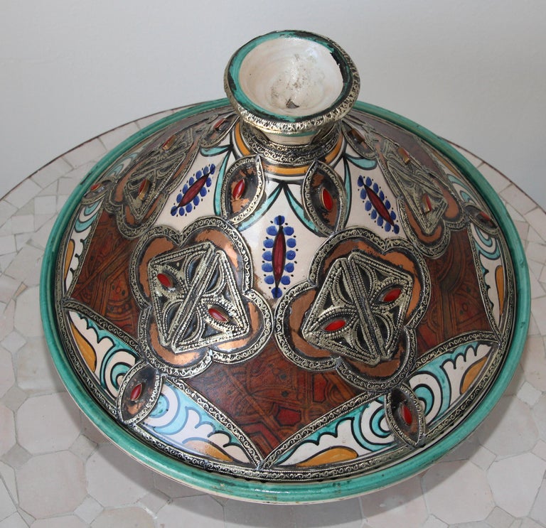 Moroccan Moorish Ceramic Bowl with Lid, Tajine from Fez For Sale at ...