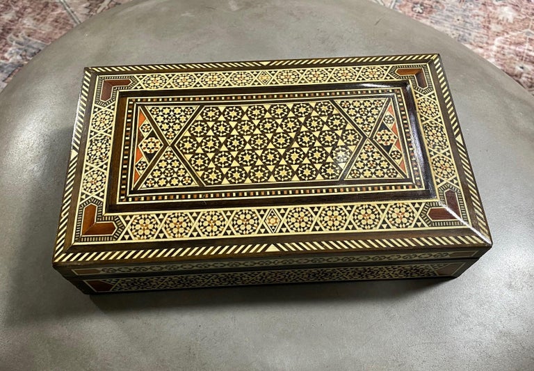 Moroccan Moorish Middle Eastern Large Inlaid Wood Micro Mosaic Jewelry ...