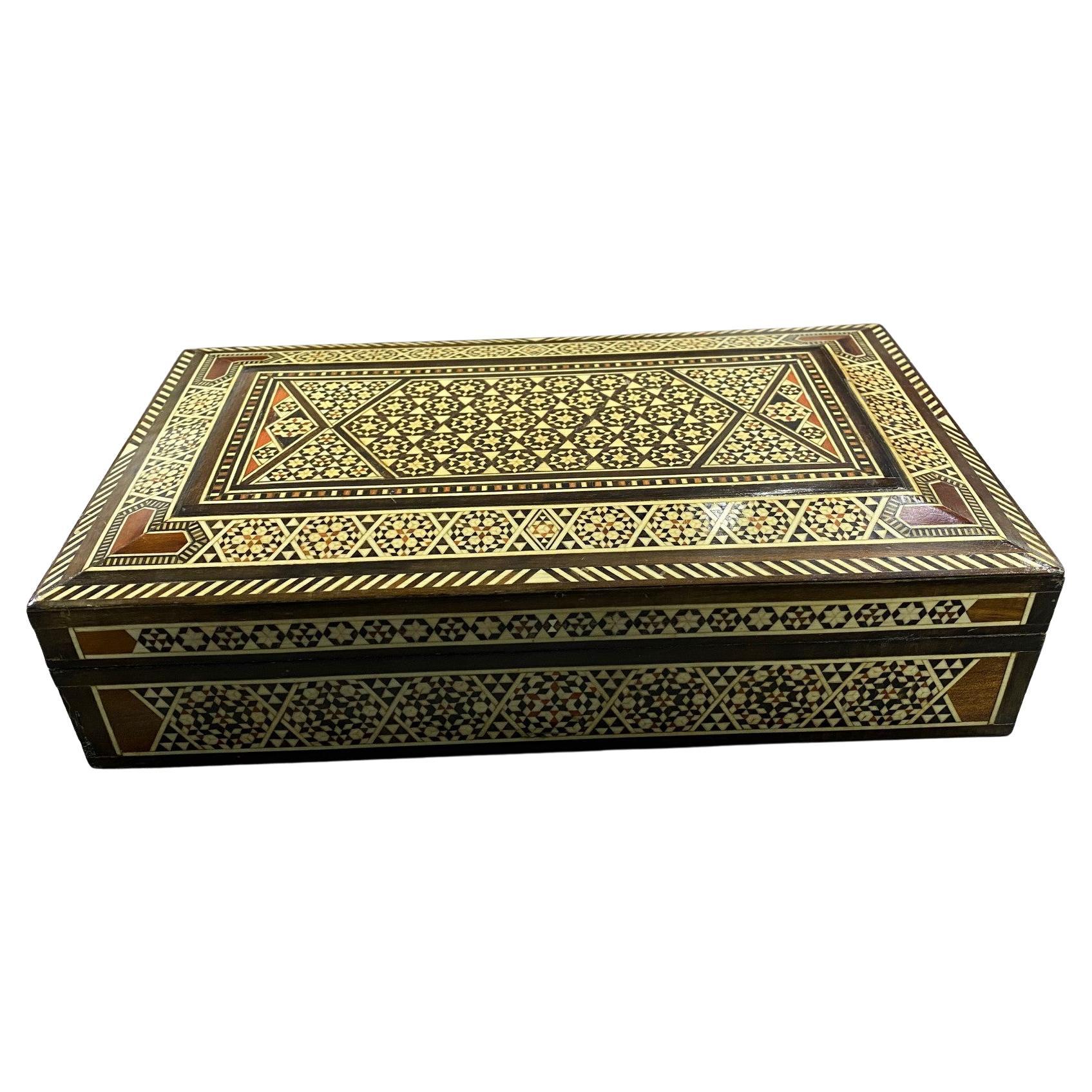 Middle Eastern Mosaic Moorish Box Inlaid For Sale at 1stDibs