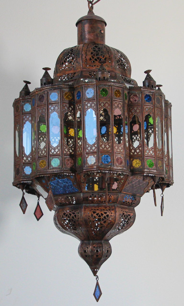Moroccan Moorish Multicolor Glass Light Fixture For Sale At 1stdibs