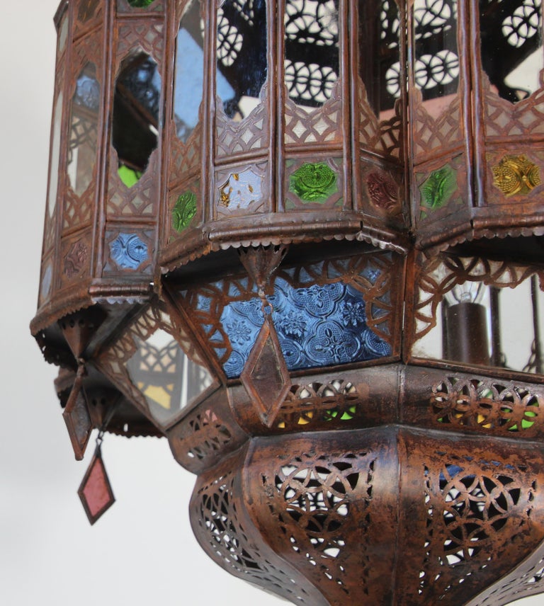 Moroccan Moorish Multicolor Glass Light Fixture For Sale At 1stdibs