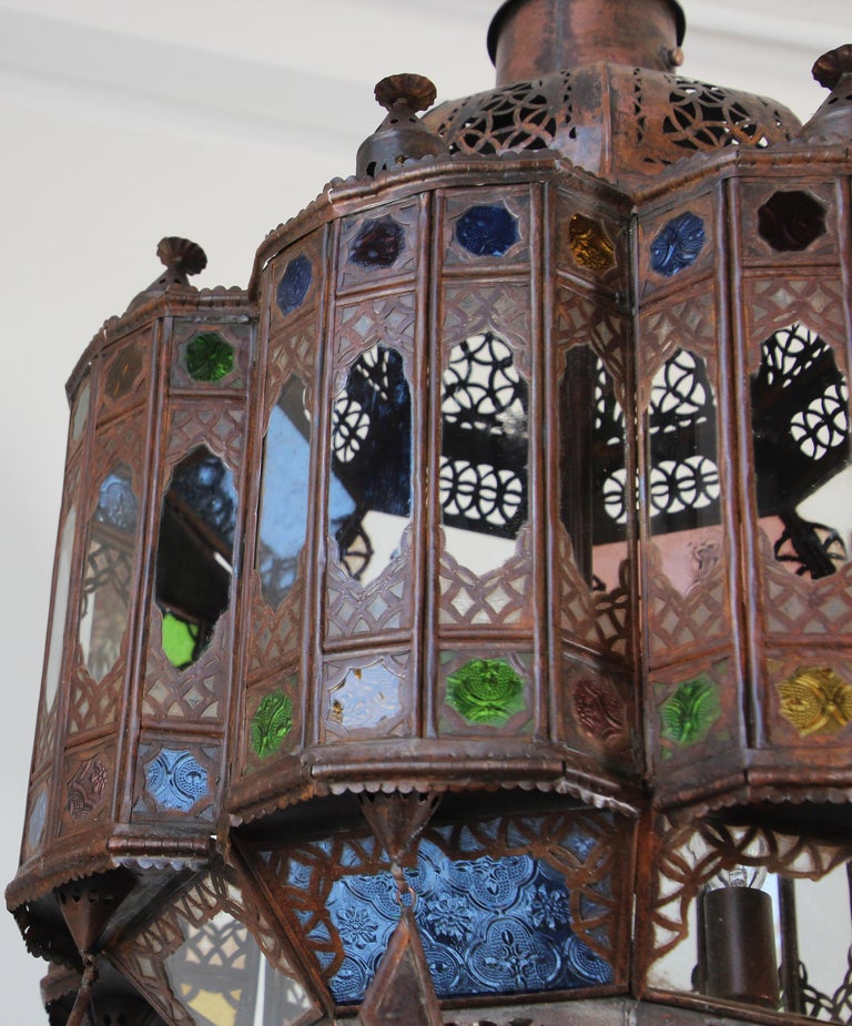 Moroccan Moorish Multicolor Glass Light Fixture For Sale At 1stdibs