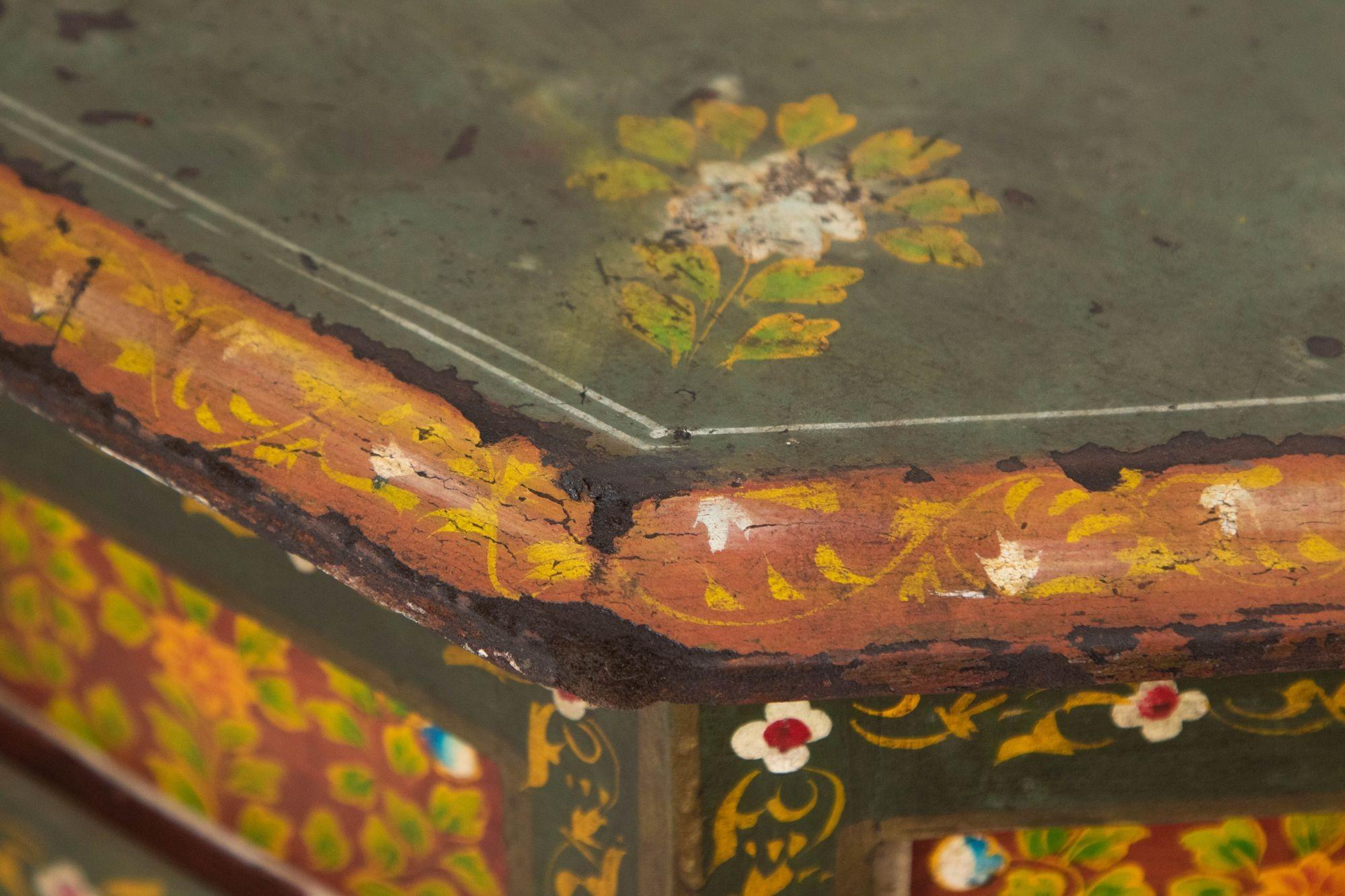 Moroccan Moorish Octagonal Side Table Hand-Painted Wood at 1stDibs