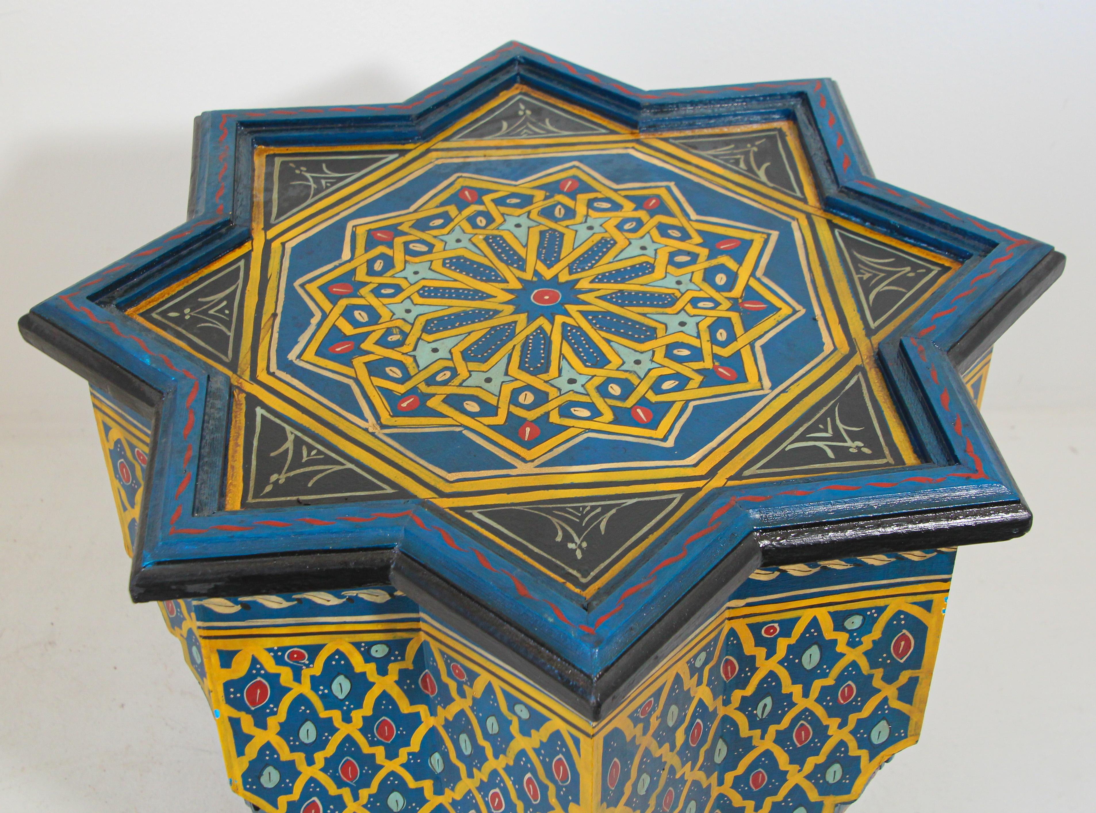 Moroccan Moorish Star Blue Hand Painted Side Table at 1stDibs ...