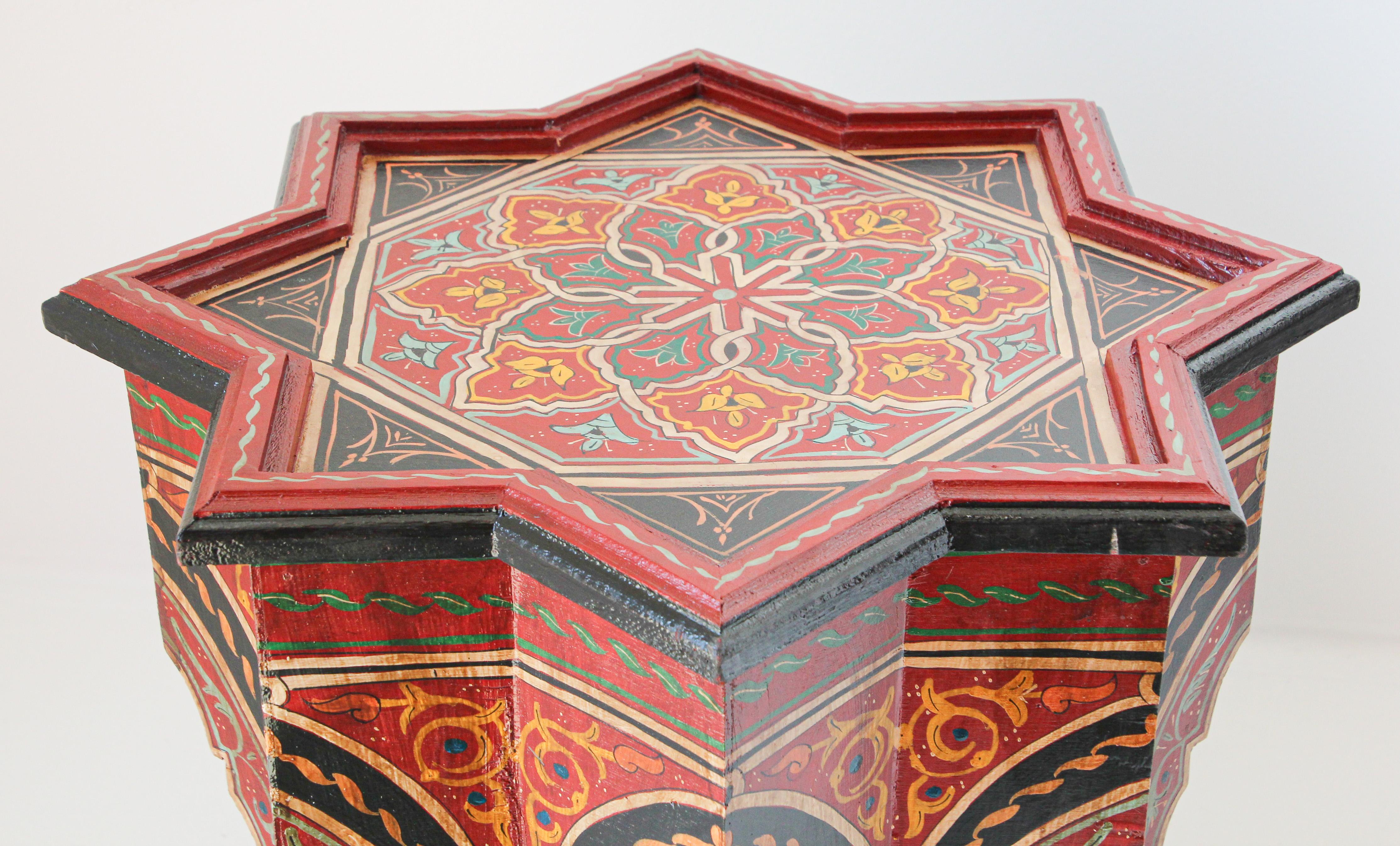 Moroccan Moorish Star Red Side Table at 1stDibs