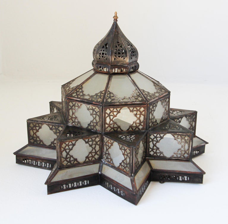 Moroccan Moorish Star Shape Frosted Glass Lantern Light Shade For Sale ...