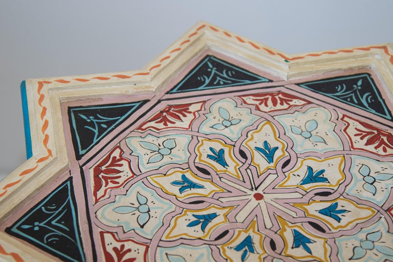 Moroccan Moorish Star Shape Ivory Side Tables a Pair For Sale at 1stDibs